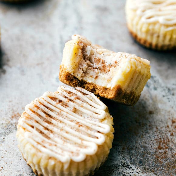 Miniature Cinnamon Roll Cheesecakes - Chelsea's Messy Apron