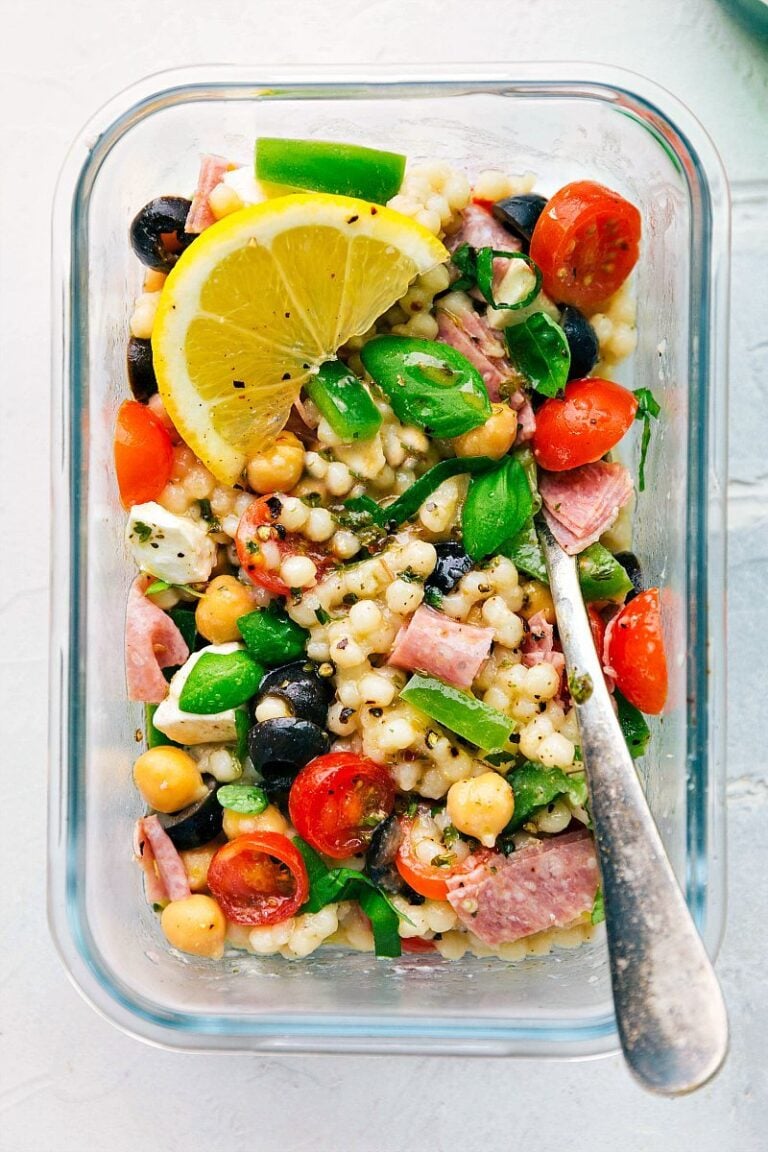 Italian Couscous Salad (Meal Prep Option) - Chelsea's Messy Apron