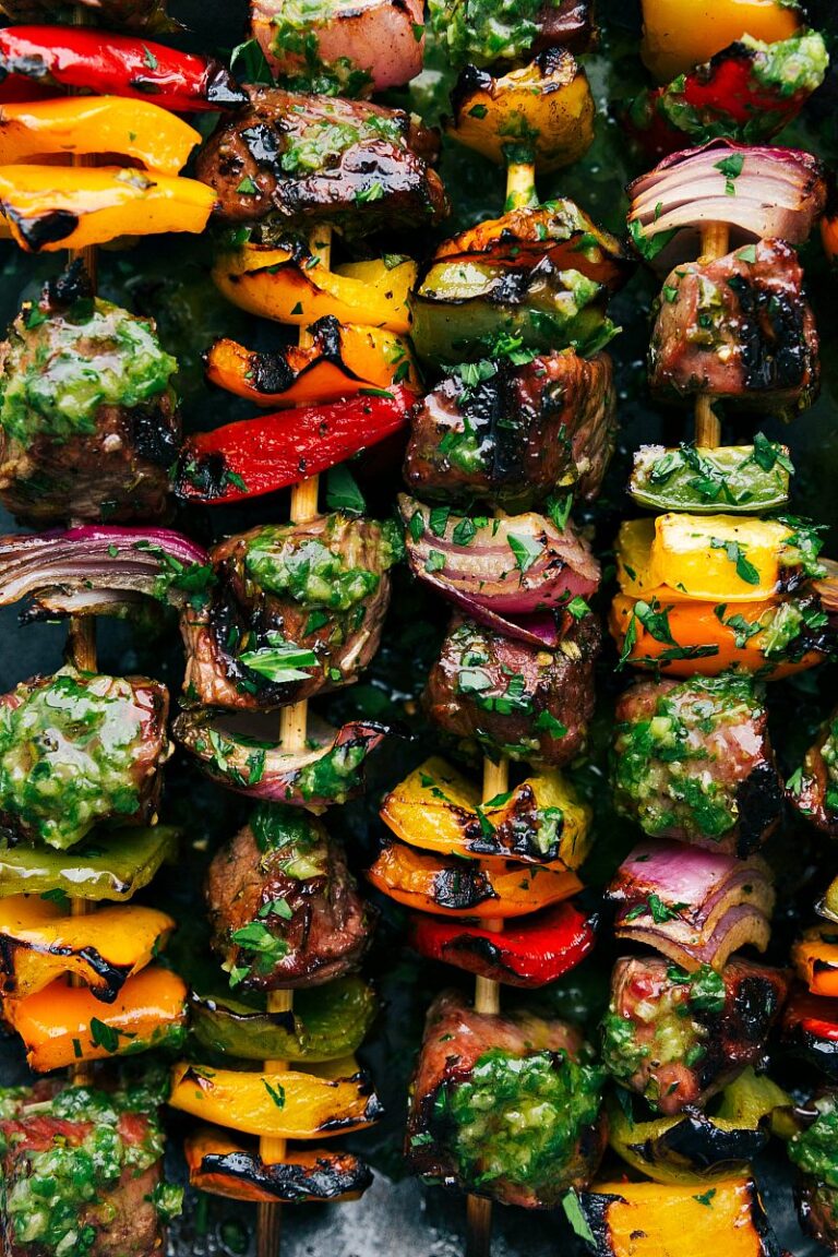 Steak Kebabs with a Basil Sauce - Chelsea's Messy Apron