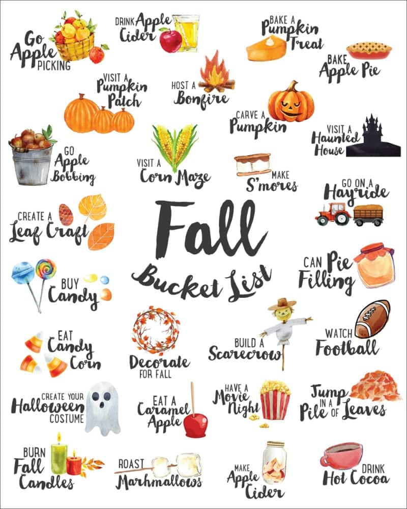 FREE Fall Bucket List Chelsea s Messy Apron