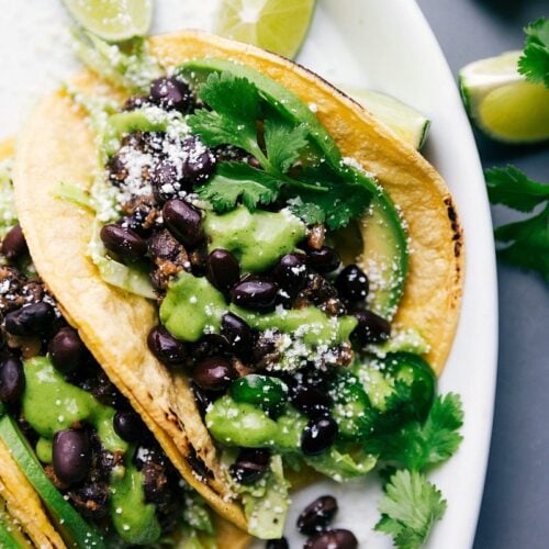 Black Bean Taco Recipe (With Cilantro Sauce) - Chelsea's Messy Apron