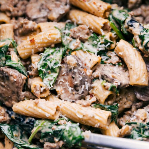 Creamy Sausage And Mushroom Rigatoni - Chelsea's Messy Apron