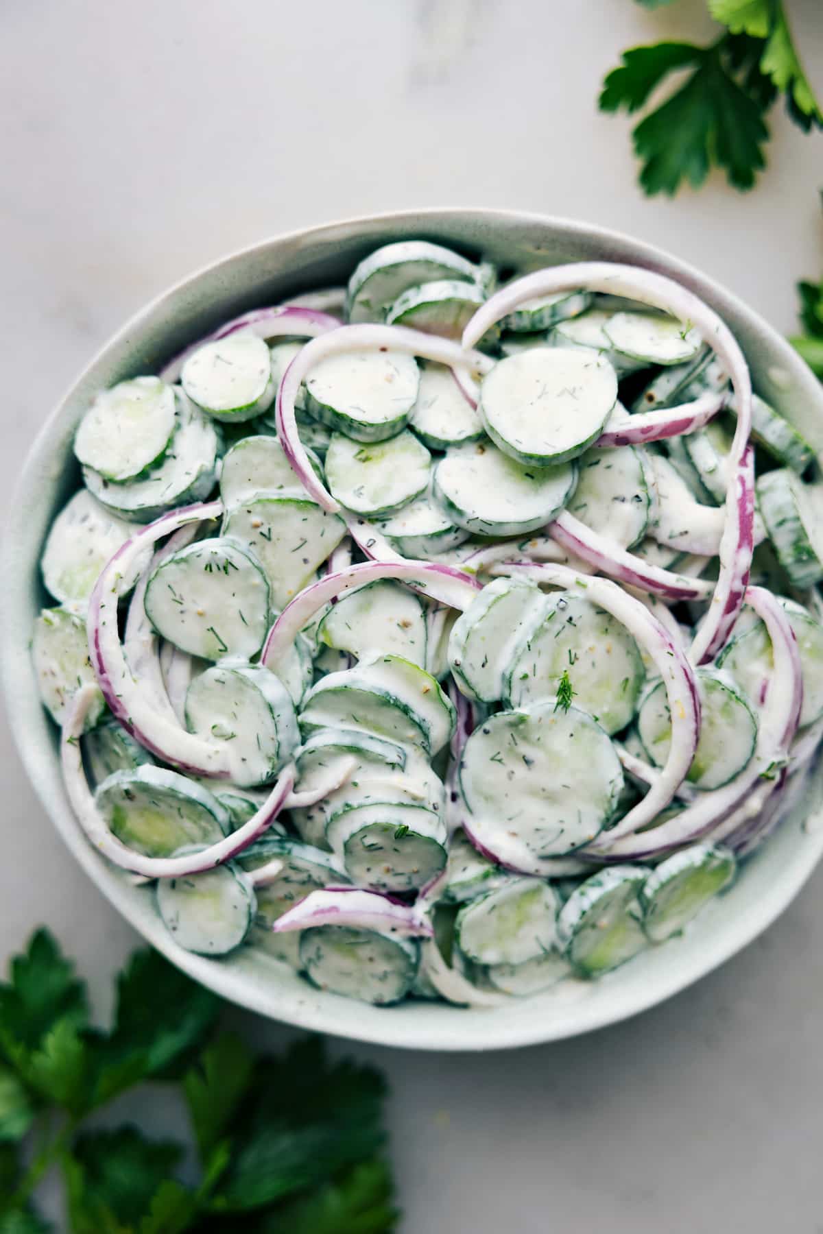 BEST Creamy Cucumber Salad Recipe - Chelsea's Messy Apron
