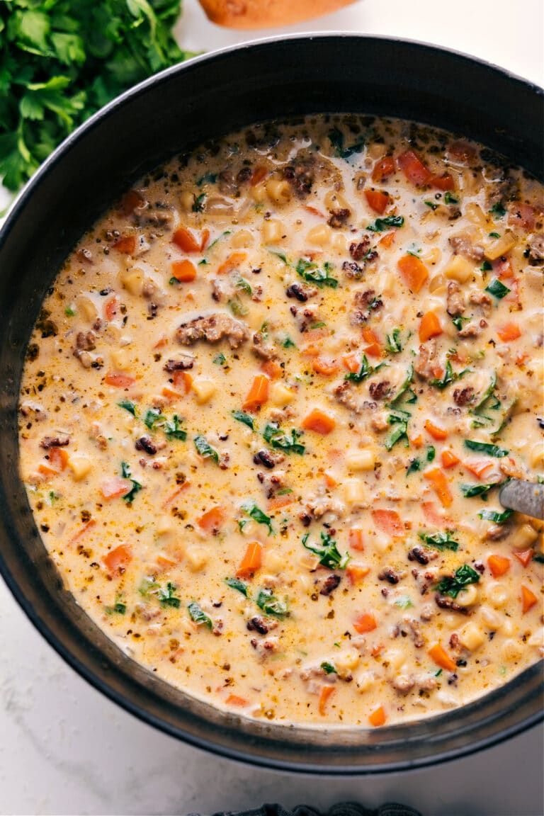 Creamy Parmesan Italian Sausage Soup (One-Pot) - Chelsea's Messy Apron